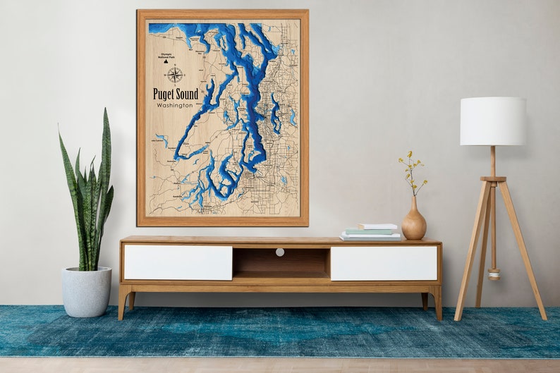Digital File PDF, SVG - Puget Sound, Bathymetric Depth Layers SVG File ...