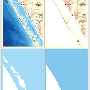 Digital File PDF, SVG - Englewood Florida Map Bathymetric Depth Layers ...