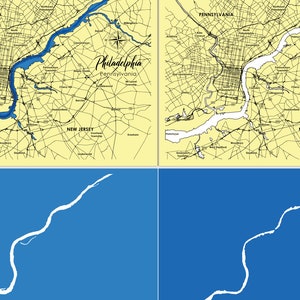 Digital File PDF, SVG - Philadelphia Pa Map Bathymetric Depth Layers ...
