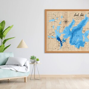 Digital File PDF, SVG - Leech Lake Cass County Minnesota , Bathymetric ...