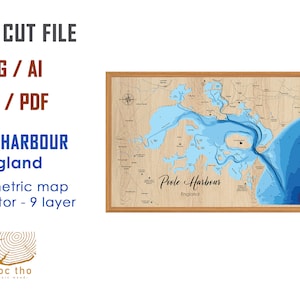 Digital File PDF, SVG - Poole Harbour England Map Bathymetric Depth ...