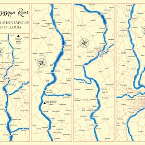 Digital File PDF, SVG - Mississippi River Upper From Minneapolis to St ...