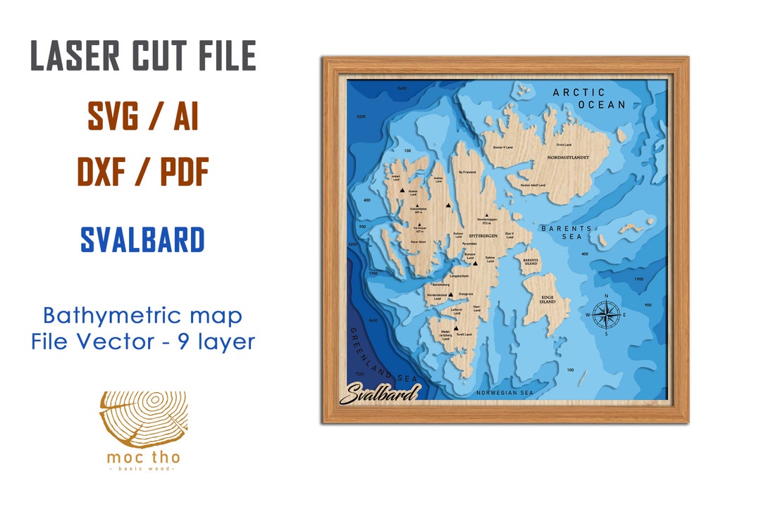Digital File PDF, SVG - Svalbard Bathymetric Depth Layers SVG File ...