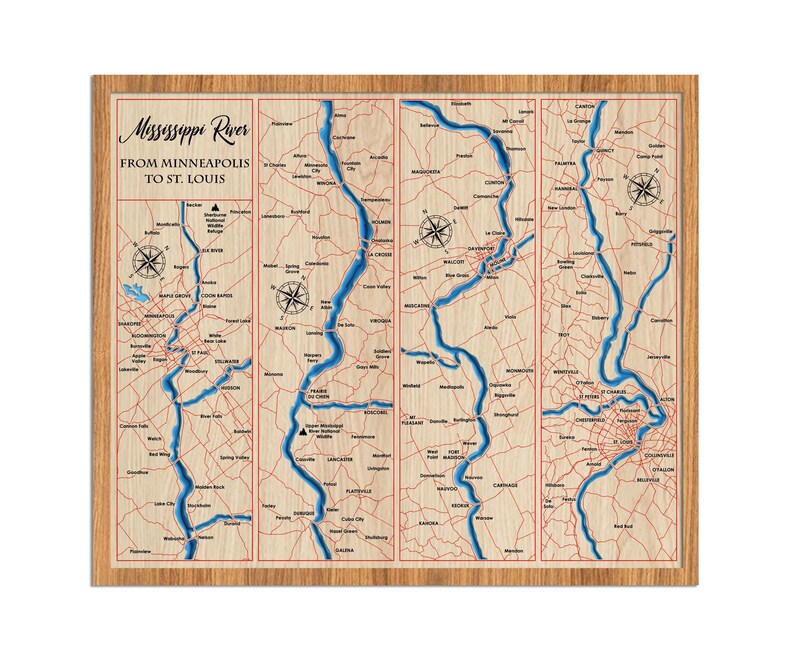 Digital File PDF, SVG - Mississippi River Upper From Minneapolis to St ...