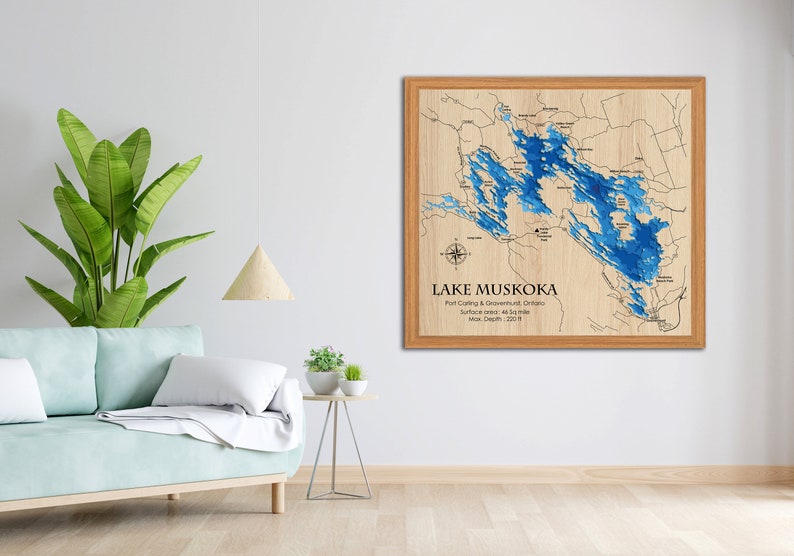 Digital File PDF SVG Lake Muskoka Ontario Map Bathymetric - Etsy