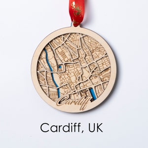 Cardiff, Wale City, UK Map Ornament, Home Wooden Christmas Ornament ...