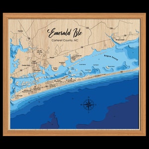 Digital File PDF, SVG - Emerald Isle North Carolina Bathymetric Depth ...