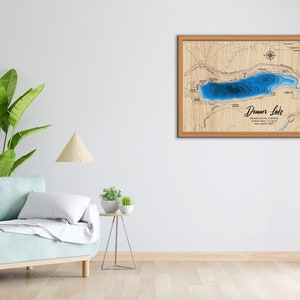 Digital File PDF, SVG - Donner Lake California Map, Bathymetric Depth ...