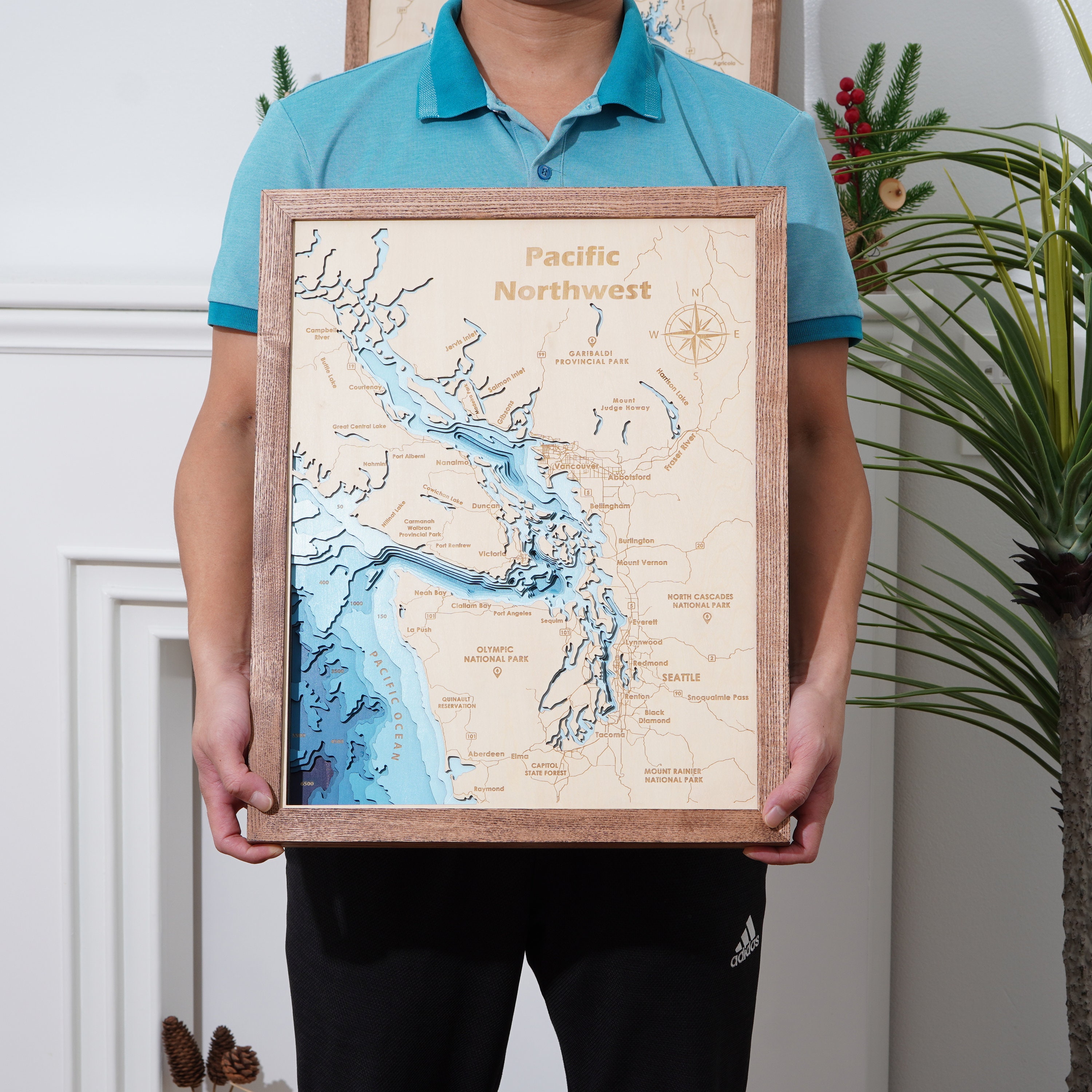 Moctho Pacific Northwest Map 3D Wood Bathymetric 10 Layer - Etsy