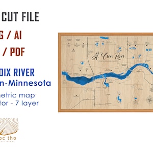 Digital File PDF, SVG - St Croix River Map Bathymetric Depth Layers SVG ...