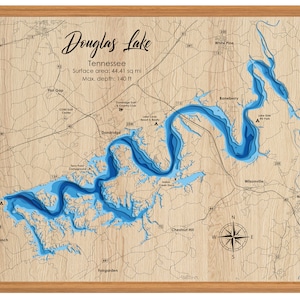 Digital File PDF, SVG - Douglas Lake Tennessee , Bathymetric Depth ...