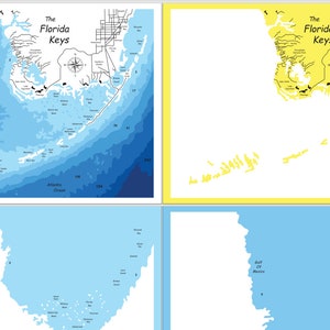 Digital File DXF, AI, SVG - the Florida Key Map Wood Bathymatric Map ...