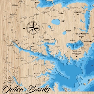 Digital File PDF, SVG - Outer Banks North Carolina, Bathymetric Depth ...