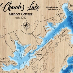 Digital File PDF, SVG - Chandos Lake North Kawartha on Bathymetric ...