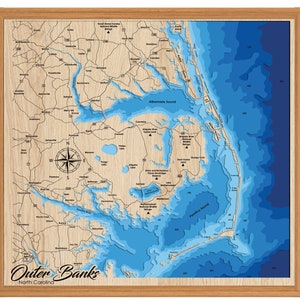 Digital File PDF, SVG - Outer Banks North Carolina, Bathymetric Depth ...