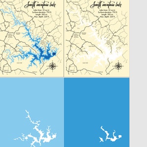 Digital File PDF, SVG - Smith Moutain Lake Map Bathymetric Depth Layers ...
