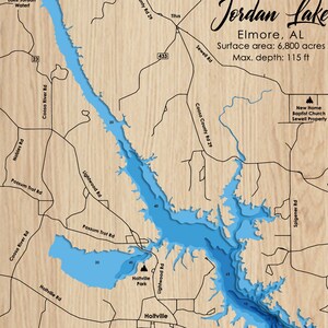 Digital File PDF, SVG - Lake Jordan Alabama, Bathymetric Depth Layers ...
