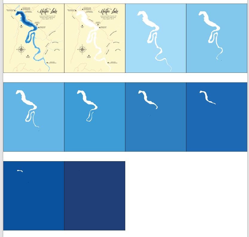 Digital File PDF, SVG - Holter Lake Montana Bathymetric Depth Layers ...
