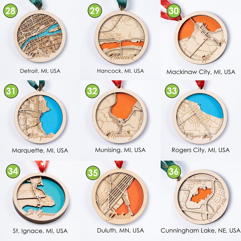 City of USA Map Ornament, Home Wooden Christmas Ornament, Home ...