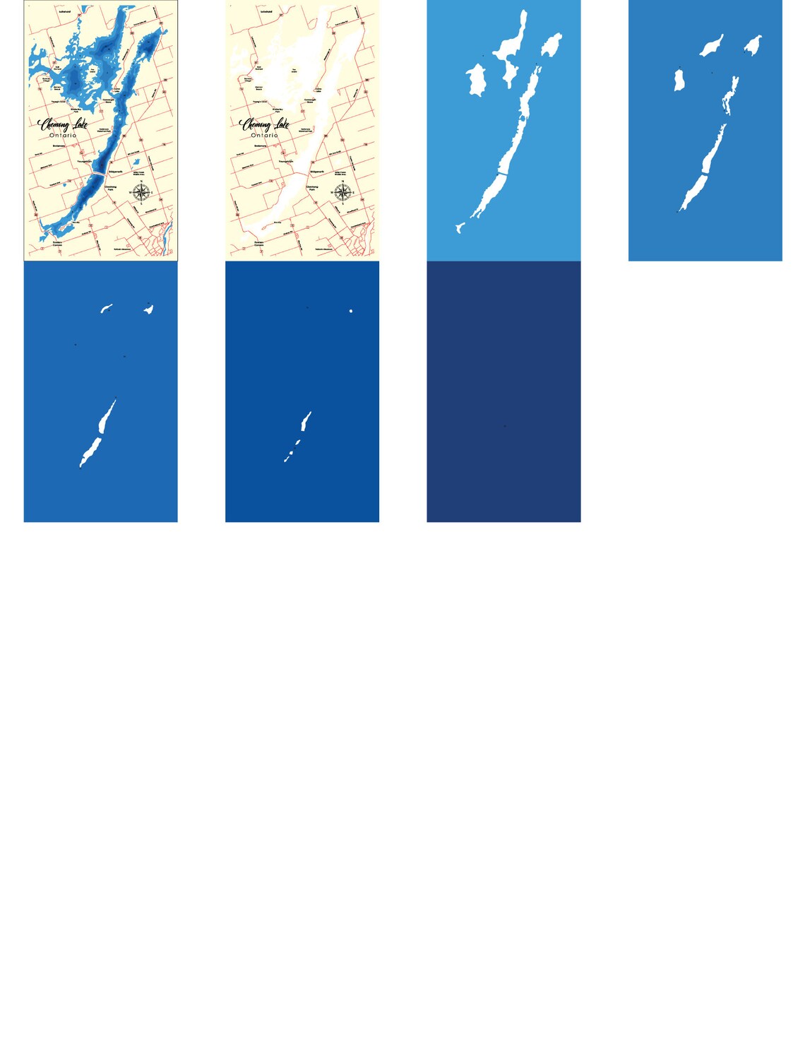 Digital File PDF, SVG - Chemong Lake Ontario, Bathymetric Depth Layers ...
