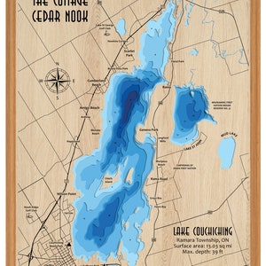 Digital File PDF, SVG - Lake Couchiching Ontario Map Bathymetric Depth ...