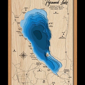 Digital File PDF, SVG - Pyramid Lake Nevada Map, Bathymetric Depth ...