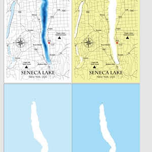 Digital File PDF, SVG - Seneca Lake Ny Bathymetric Depth Layers SVG ...