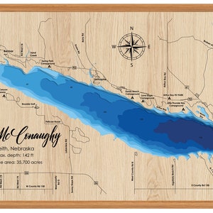 Digital File PDF, SVG - Lake Mcconaughy Nebraska , Bathymetric Depth ...