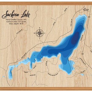 Digital File PDF SVG Sacheen Lake Washington Bathymetric - Etsy