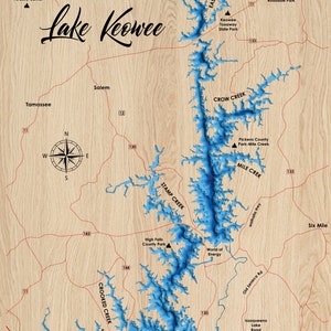 Digital File PDF, SVG - Lake Keowee South Carolina Map Bathymetric ...