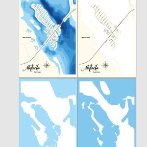 Digital File PDF, SVG - Matlacha Florida Map Bathymetric Depth Layers ...
