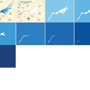 Digital File PDF, SVG - Lake Wisconsin, Wi Bathymetric Depth Layers SVG ...