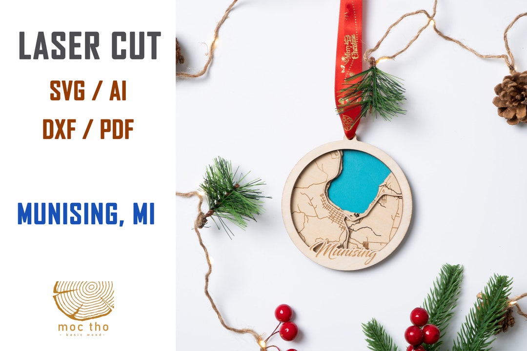 Digital File SVG Munising MI City MAP Christmas Ornament - Etsy