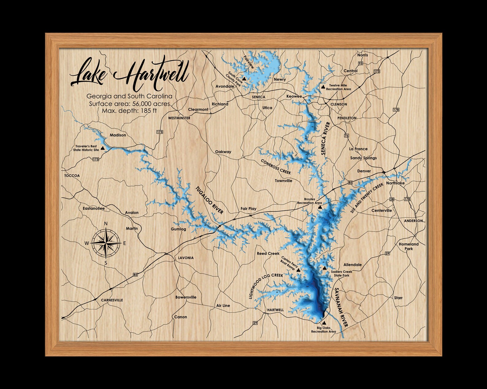 Digital File PDF, SVG - Lake Hartwell Georgia South Carolina ...