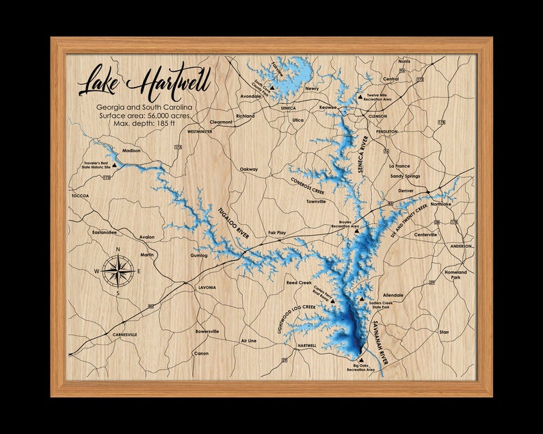 Digital File PDF, SVG - Lake Hartwell Georgia South Carolina ...