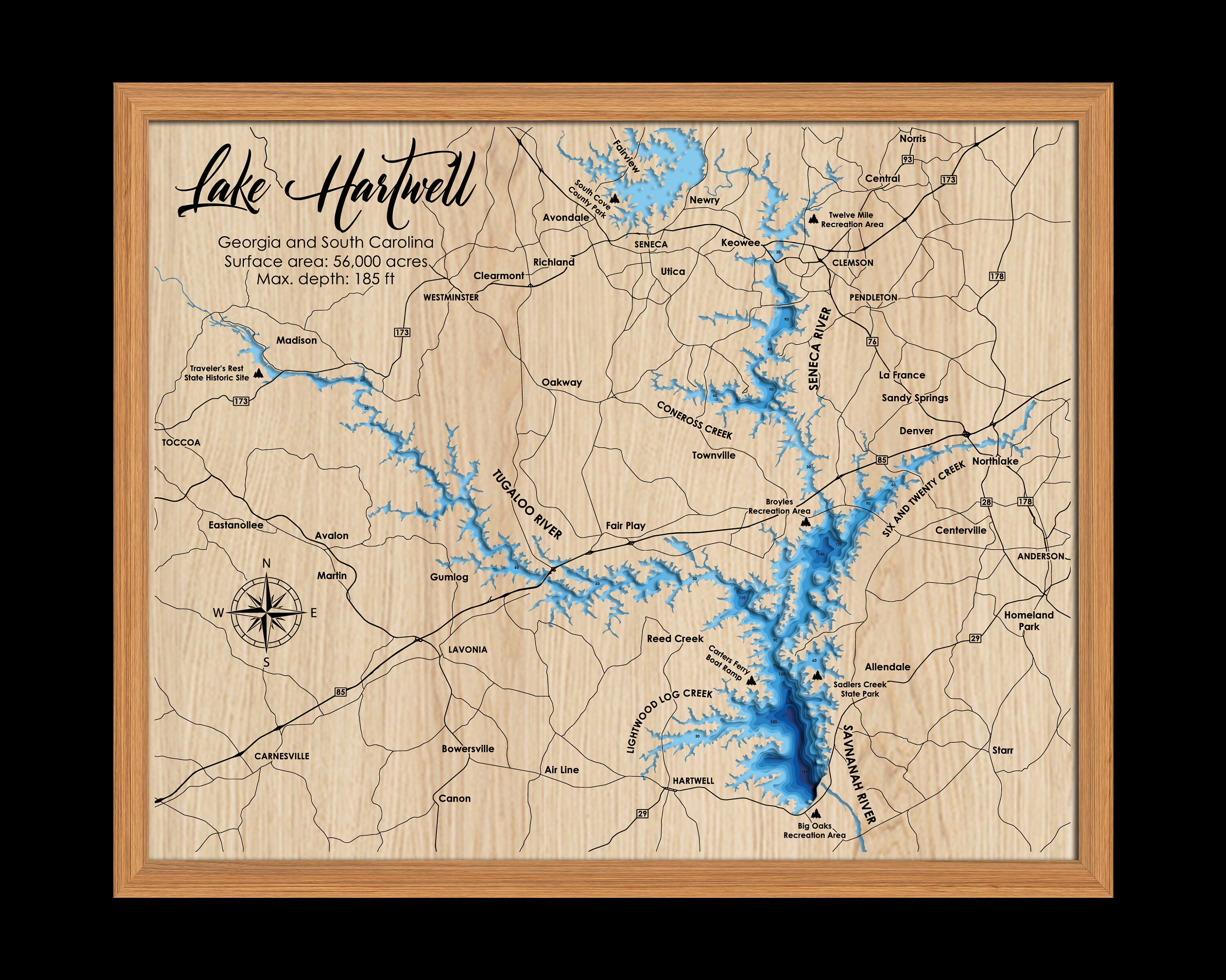 Digital File PDF, SVG - Lake Hartwell Georgia South Carolina ...