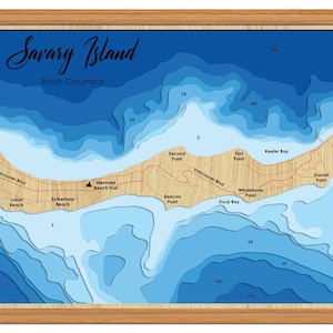 Digital File PDF, SVG - Savary Island British Columbia Bathymetric ...
