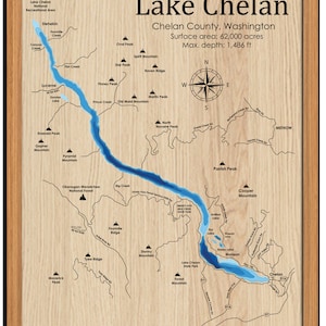 Digital File PDF, SVG - Lake Chelan, Bathymetric Depth Layers SVG File ...
