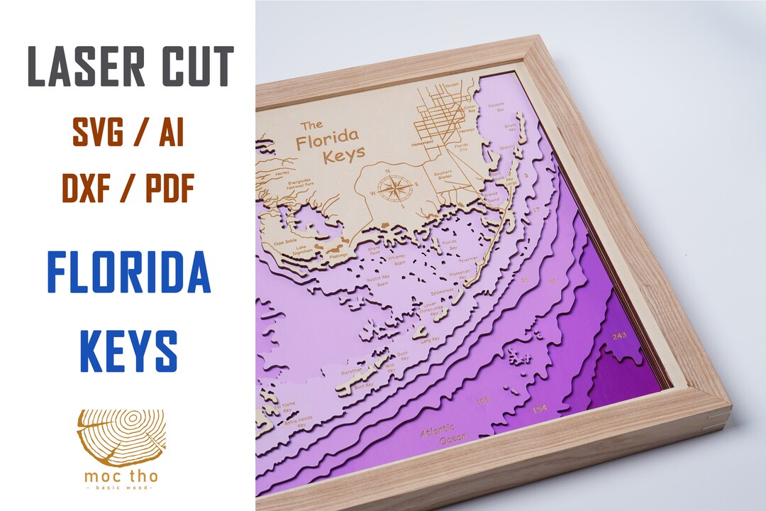 Digital File DXF AI SVG the Florida Key Map Wood - Etsy