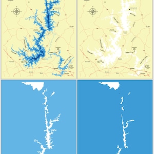 Digital File PDF, SVG - Lake Keowee South Carolina Map Bathymetric ...