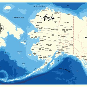 Digital File PDF, SVG - Alaska 3 Version Bathymetric Depth Layers SVG ...