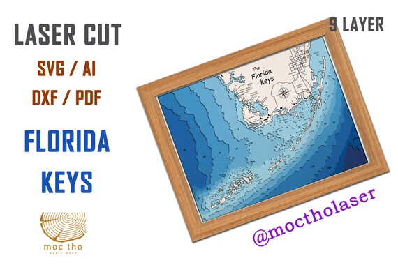 Digital File DXF AI SVG the Florida Key Map Wood - Etsy