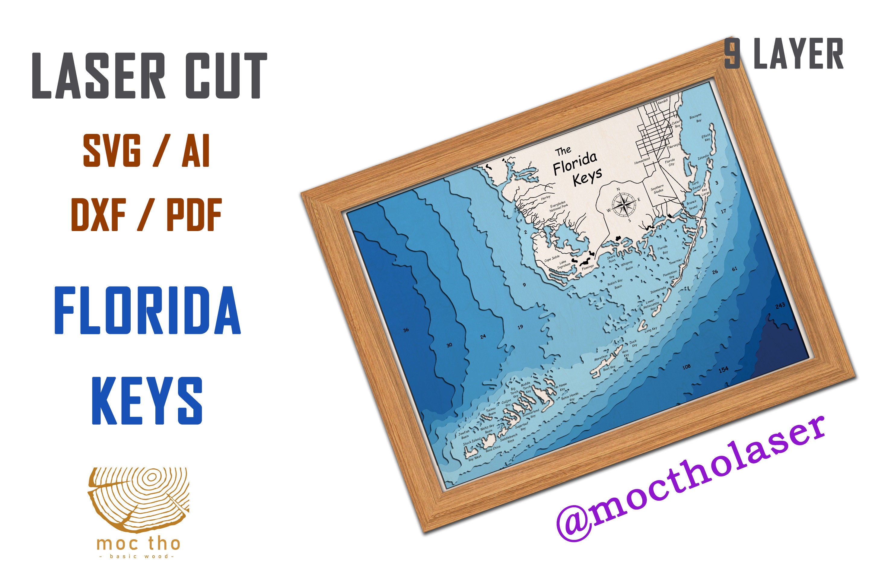 Digital File DXF AI SVG the Florida Key Map Wood - Etsy