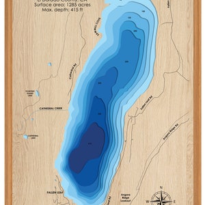 Digital File PDF, SVG - Fallen Leaf Lake Tahoe California Bathymetric ...
