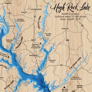 Digital File PDF, SVG - High Rock Lake North Carolina Map, Bathymetric ...
