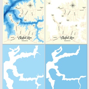 Digital File PDF, SVG - Choptank River Maryland Bathymetric Depth ...