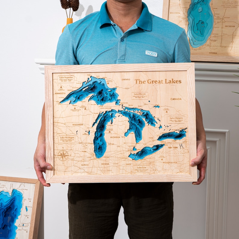 Digital File PDF, AI, SVG the Great Lakes Map Wood Multilayer Laser Cut ...