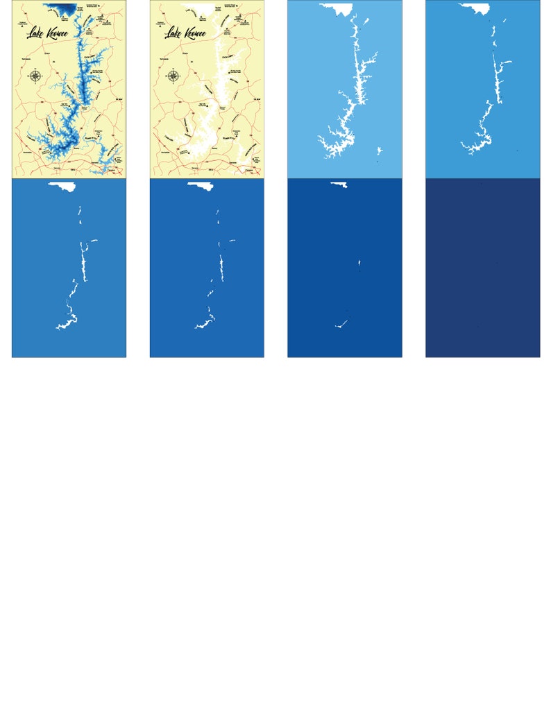 Digital File PDF, SVG - Lake Keowee South Carolina Map Bathymetric ...
