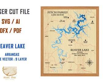 Digital File PDF, SVG Tellico Lake Tennessee, Bathymetric Depth Layers ...