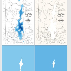Digital File PDF, SVG - Priest Lake Idaho Map Bathymetric Depth Layers ...